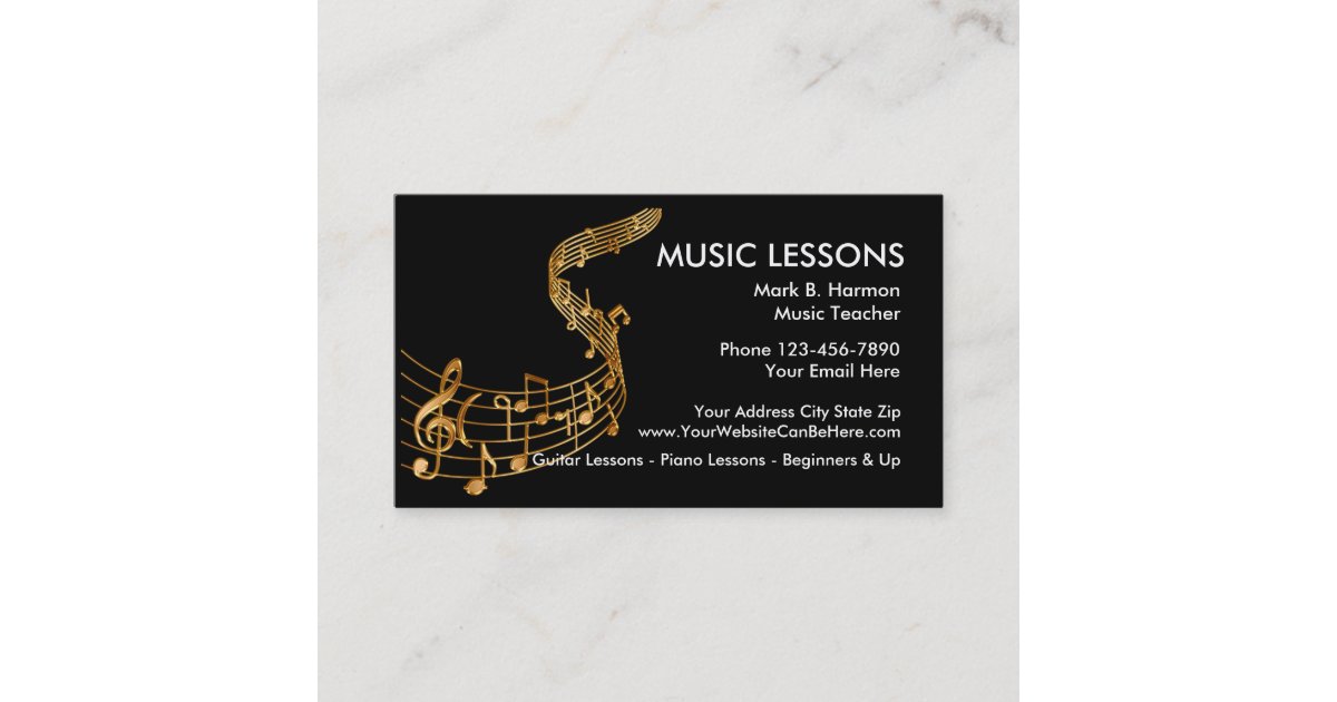 Classy Music Lessons Business Card | Zazzle