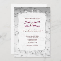 Classy Music Notes Wedding Invitation | Zazzle