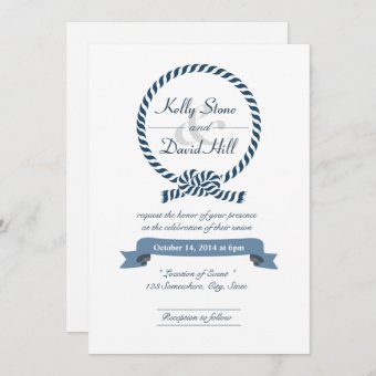 Classy Nautical Rope Ring Wedding Invitations | Zazzle