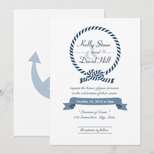 Classy Nautical Rope Ring Wedding Invitations | Zazzle