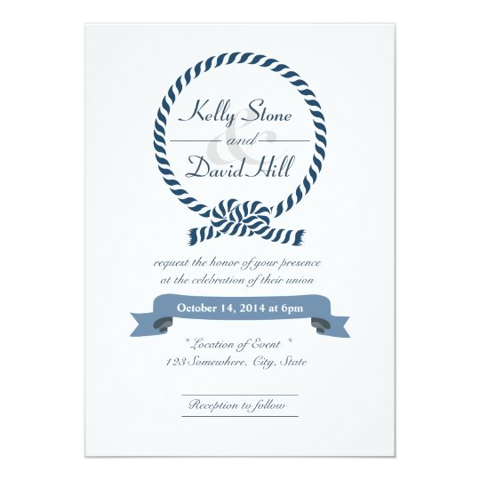 Classy Nautical Rope Ring Wedding Invitations | Zazzle.com
