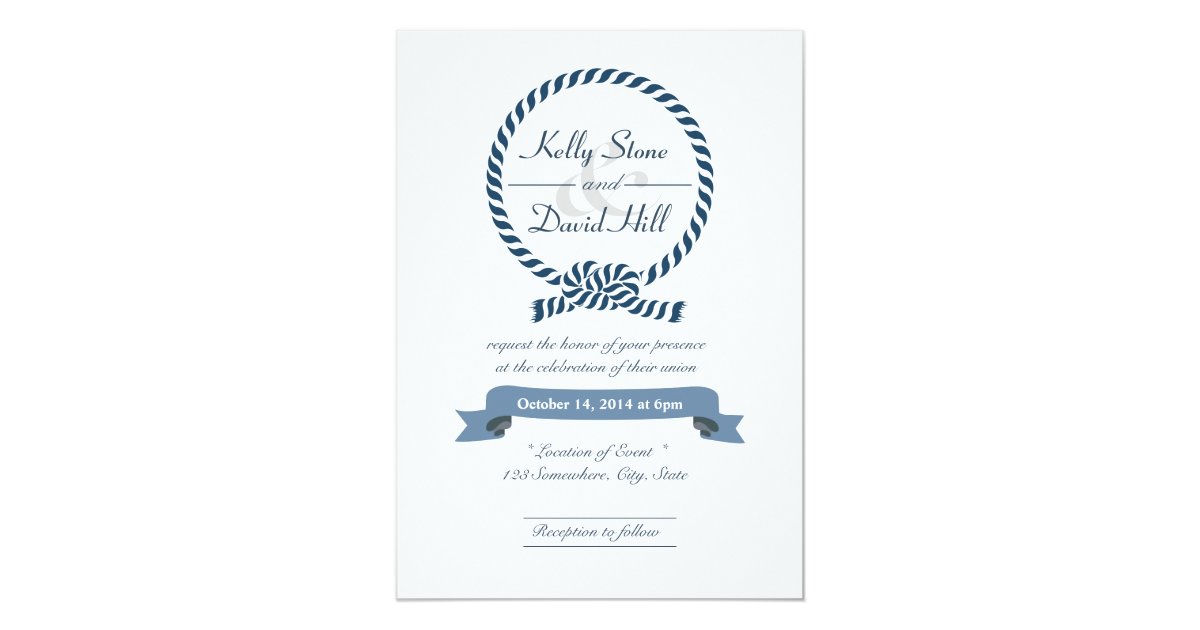 Classy Nautical Rope Ring Wedding Invitations | Zazzle.com