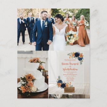 Classy Navy Rust Wedding colors PalettePaper Sheet | Zazzle