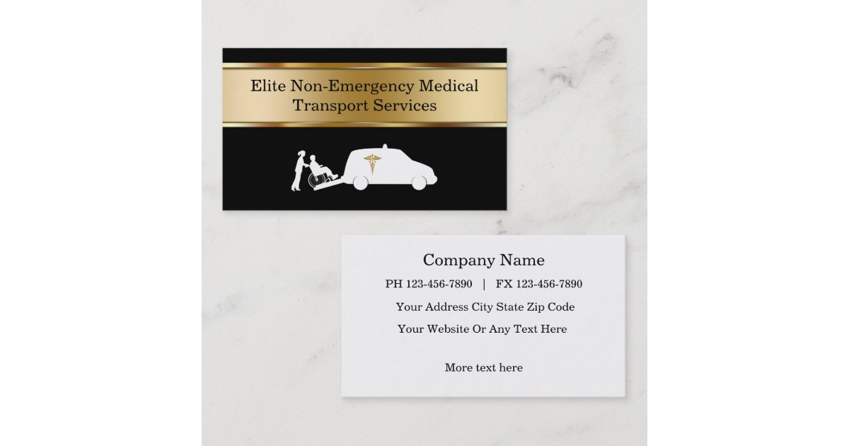 Classy Non Emergency Medical Transport Business Card | Zazzle