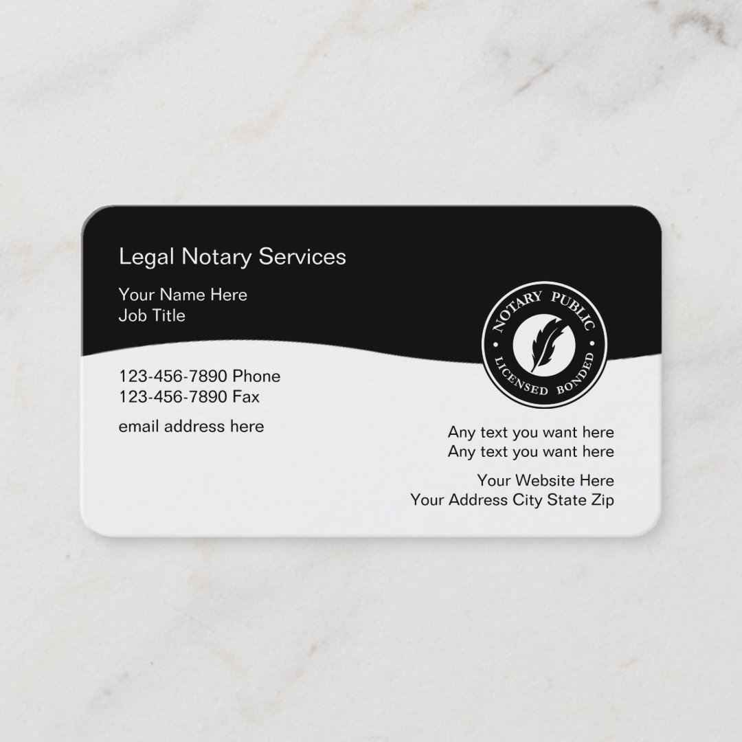 Classy Notary Public Modern Business Card Template | Zazzle