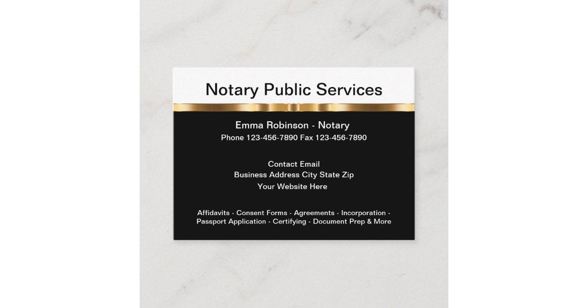 Classy Notary Public Upscale Business Cards | Zazzle