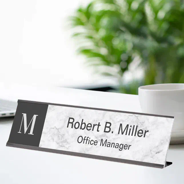 Classy Office Monogram Executive Desk Name Plaque Desk Name Plate | Zazzle