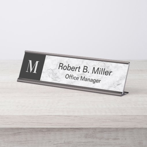 Classy Office Monogram Executive Desk Name Plaque Desk Name Plate | Zazzle
