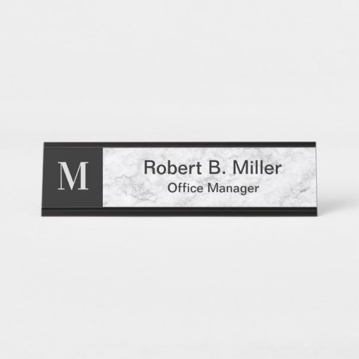 Classy Office Monogram Executive Desk Name Plaque Desk Name Plate | Zazzle