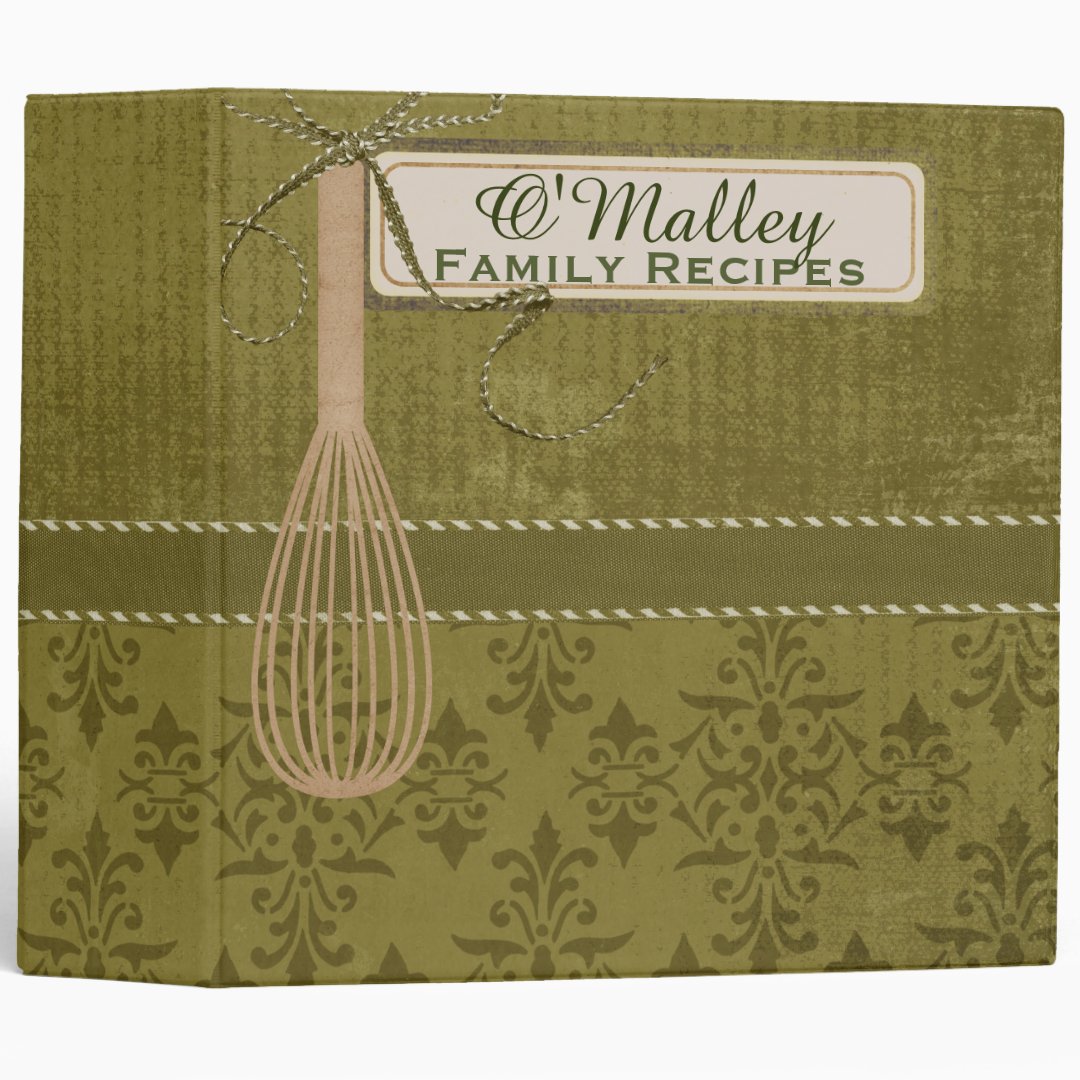 Classy Olive Green Personalized Recipe Binder | Zazzle