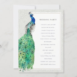 Classy Ornate Watercolor Peacock Wedding Program | Zazzle