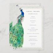 Classy Ornate Watercolor Peacock Wedding Program | Zazzle