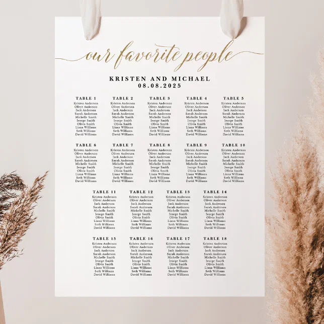 Classy Our Favorite 18 Table Seating Chart Foam Board | Zazzle