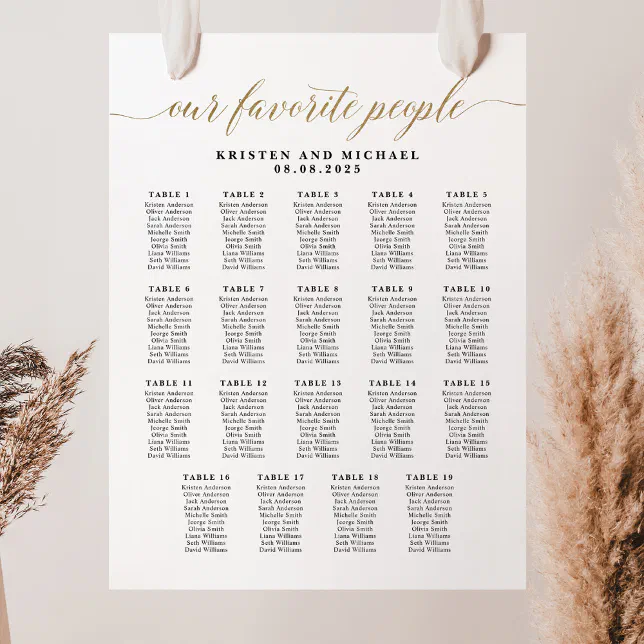 Classy Our Favorite 19 Table Seating Chart | Zazzle