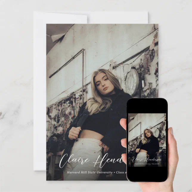 Classy Overlay Photo Black Collage Graduation Announcement | Zazzle