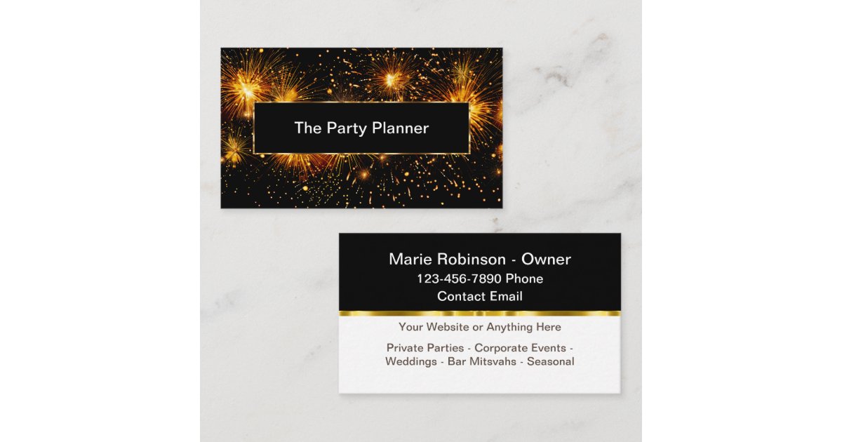 Classy Party Planning Event Planner Business Cards | Zazzle
