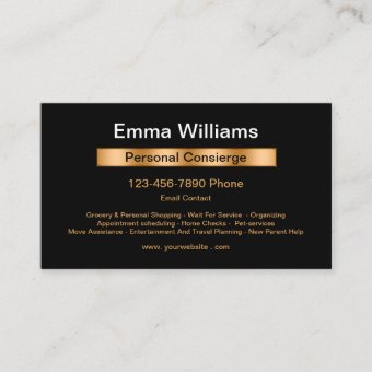 Classy Personal Concierge Business Card | Zazzle