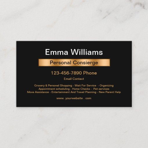 Classy Personal Concierge Business Card | Zazzle