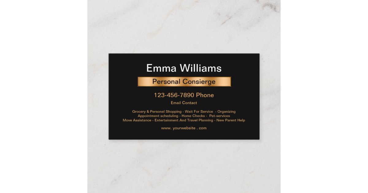 Classy Personal Concierge Business Card | Zazzle