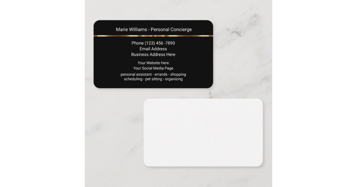 Classy Personal Concierge Upscale Business Cards | Zazzle