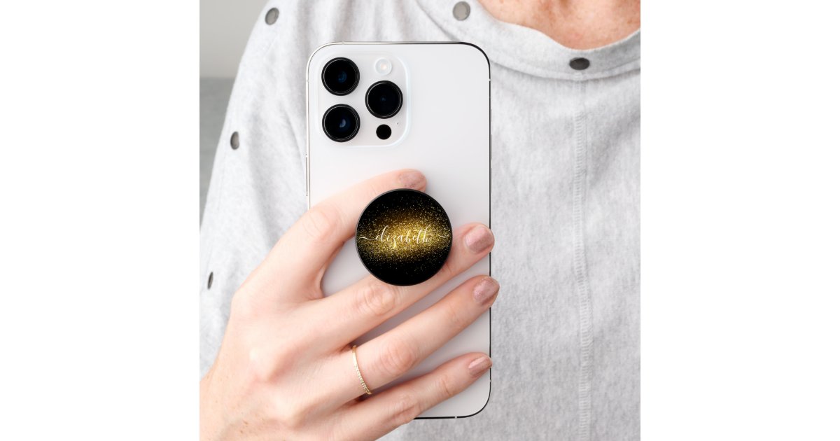 Classy personalized gold glitter PopSocket | Zazzle