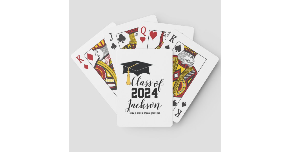 Classy Personalized Graduation Cap and Tassel Poker Cards | Zazzle