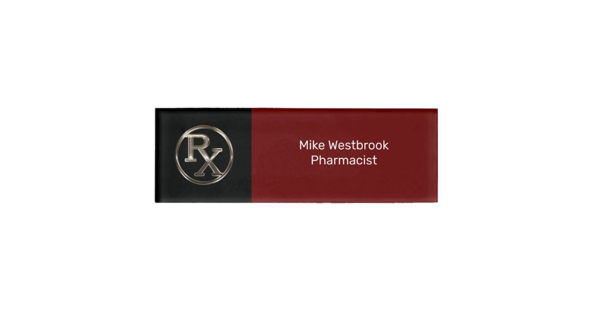 Classy Pharmacist Name Tag Design Template | Zazzle
