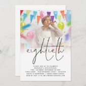 Classy Photo Overlay Script 80th Birthday Party Invitation | Zazzle