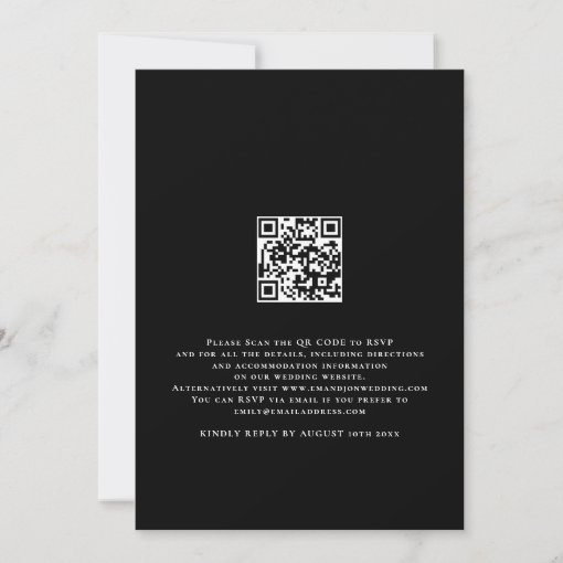 Classy Photo QR Code Script Wedding Black Invitation | Zazzle