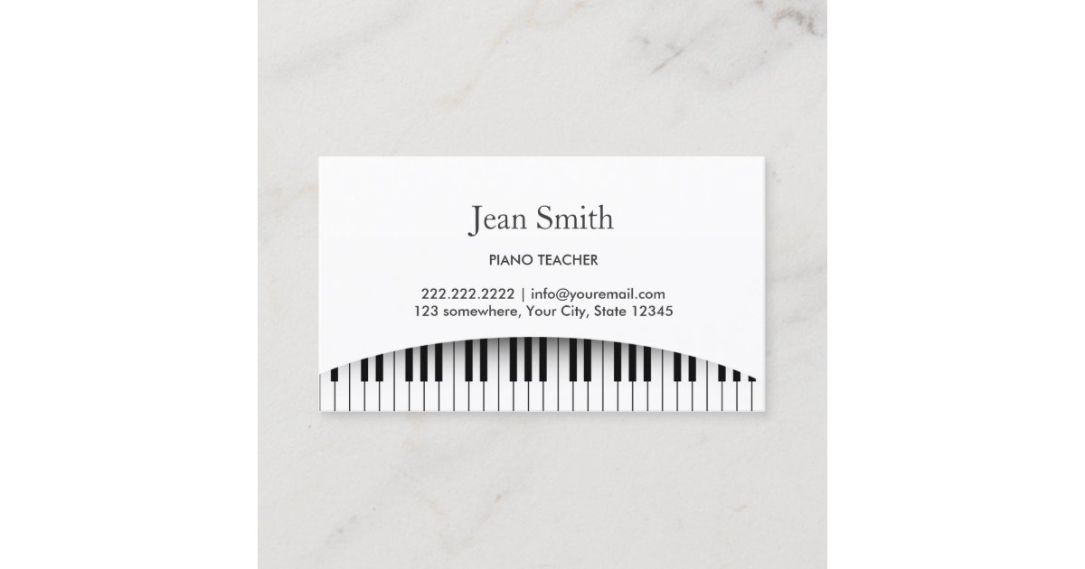 Classy Piano Keys Piano Teacher Business Card | Zazzle