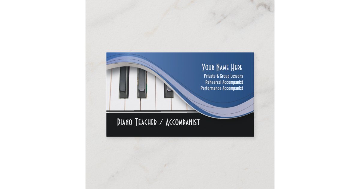 Classy Piano Teacher Business Card | Zazzle