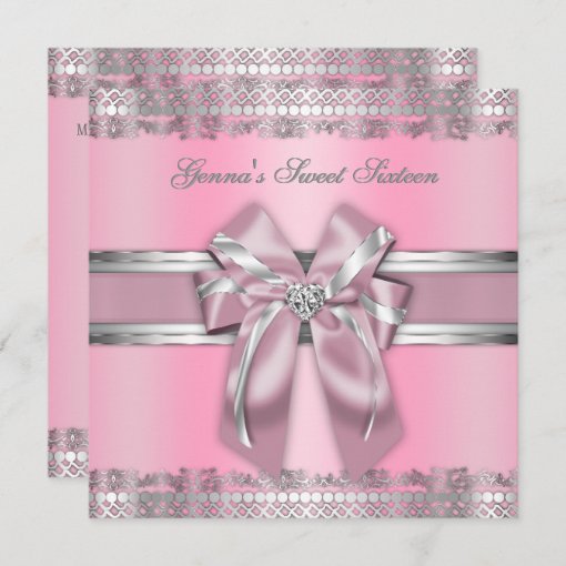 Classy Pink and Silver Invite | Zazzle