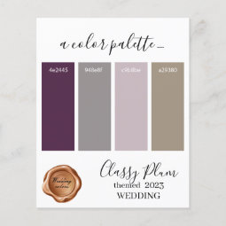 Classy plum Wedding colors Palette Card 2023 | Zazzle