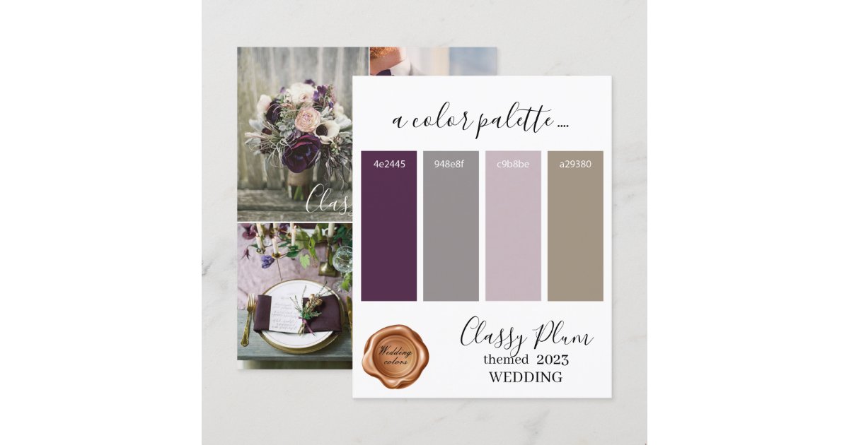 Classy plum Wedding colors Palette Card 2023 | Zazzle