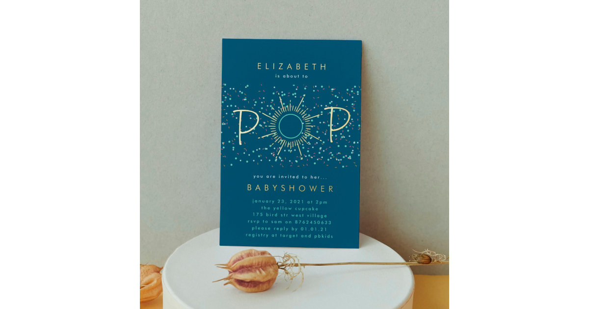 Classy POP Confetti Gender Neutral Baby Shower Foil Invitation | Zazzle