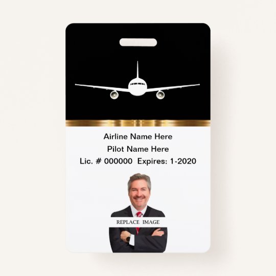 Classy Private Airline Pilot Photo ID Badge | Zazzle.com