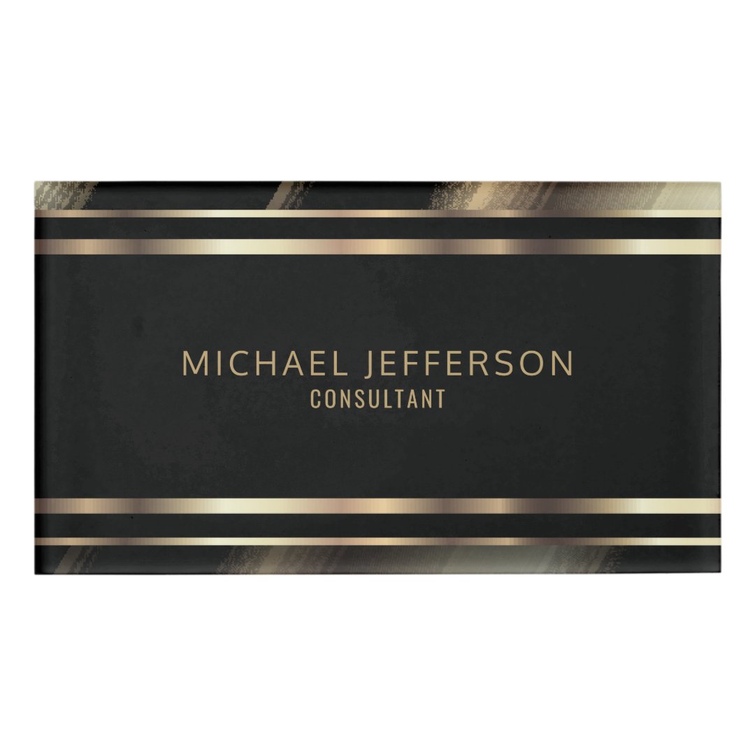 Classy Professional Gold and Black Name Tag | Zazzle