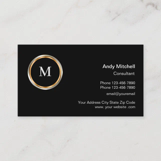 Classy Professional Monogram Business Consultant Business Card | Zazzle