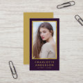 Classy Purple Faux Gold Headshot Photo Business Card | Zazzle