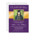 Classy Purple Gold Photo Graduation Announcement | Zazzle