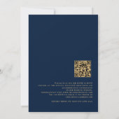Classy QR Code Navy Gold Script Wedding Invitation | Zazzle