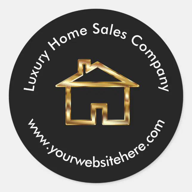 Classy Real Estate Add Your Logo Classic Round Sticker | Zazzle