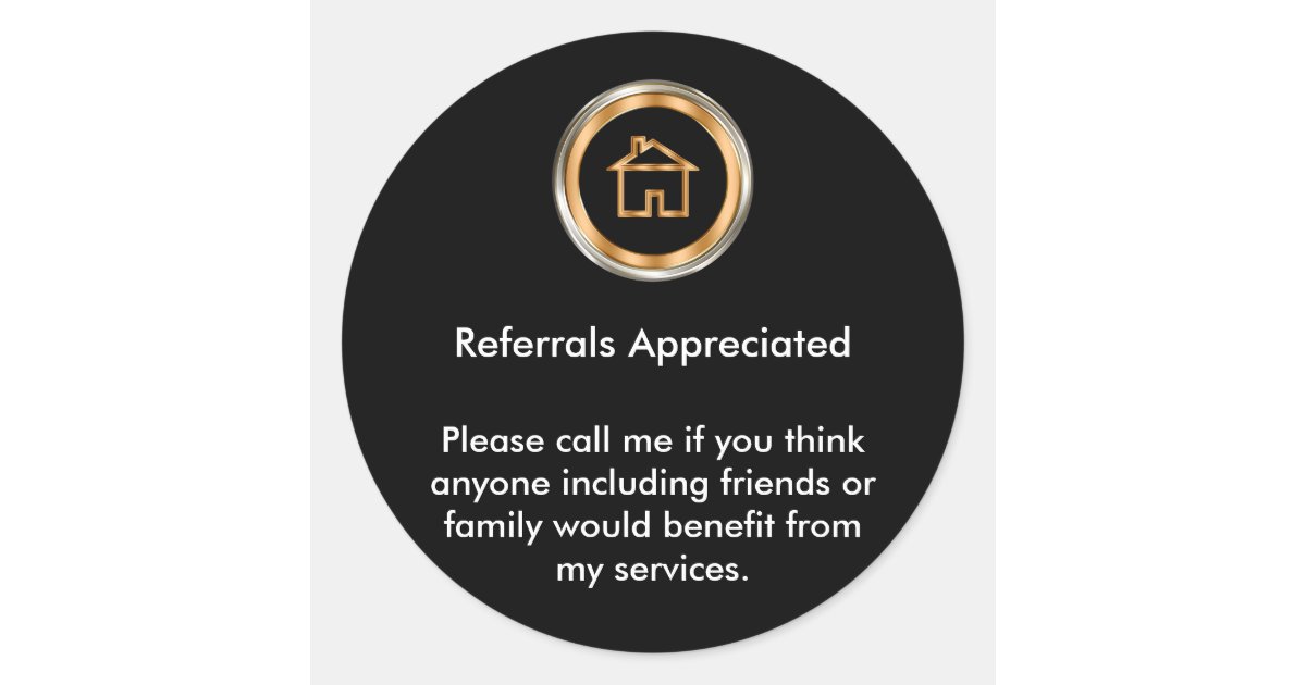 Classy Real Estate Agent Referral Appreciation Classic Round Sticker ...