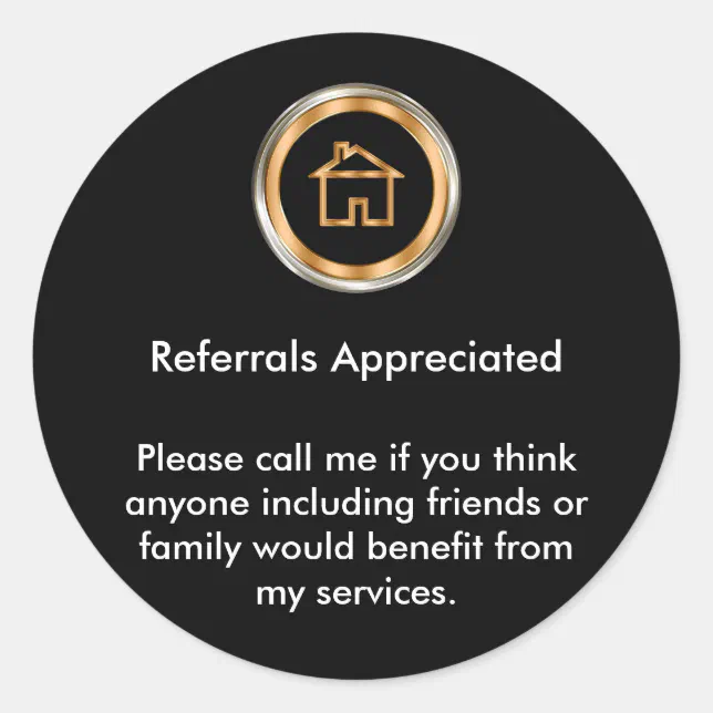 Classy Real Estate Agent Referral Appreciation Classic Round Sticker ...
