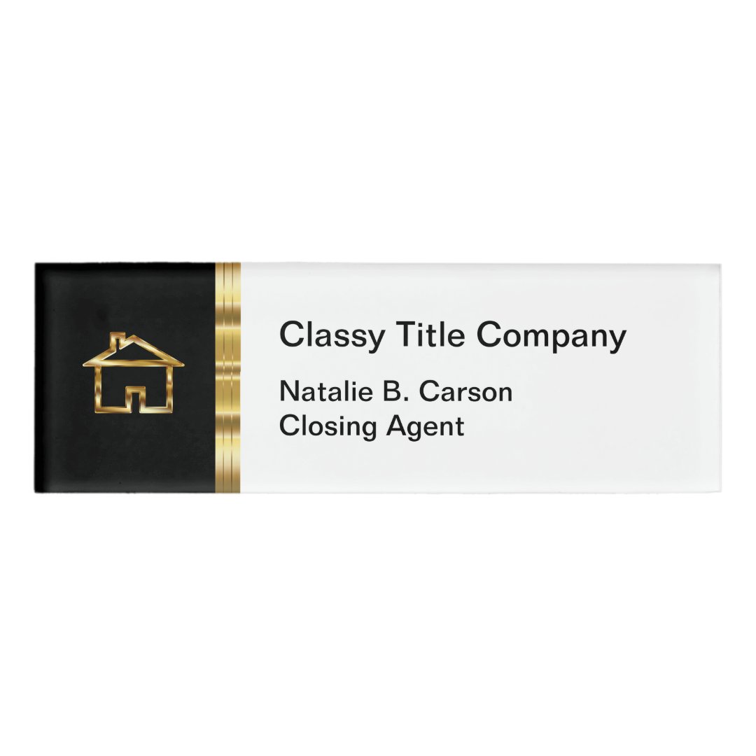 Classy Real Estate Title Company Staff Name Tag | Zazzle