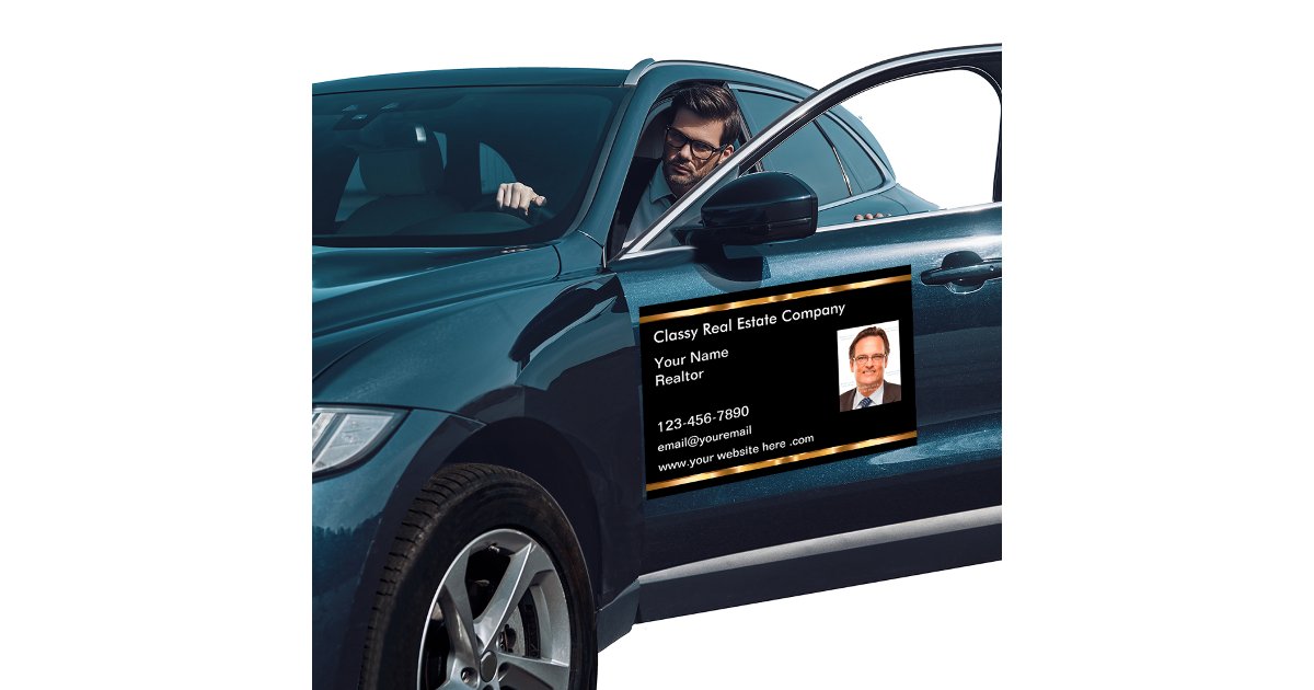 Classy Realtor Photo Template Business Car Magnet | Zazzle