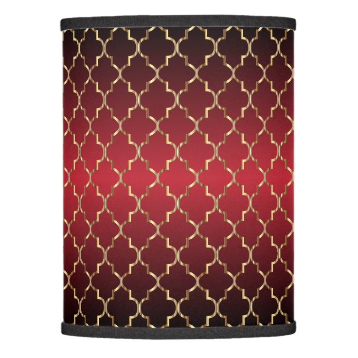 Classy Red Blend and Gold Quatrefoil Pattern Lamp Shade | Zazzle