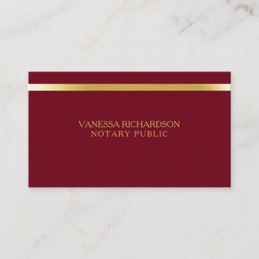 Classy Red & Gold Luxury Professional Notary Business Card | Zazzle