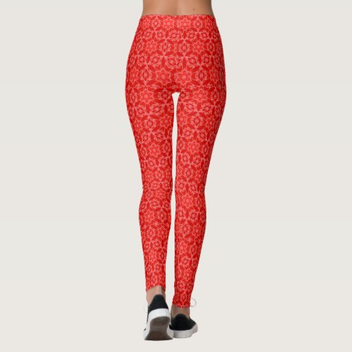 Classy Red Lace Leggings | Zazzle