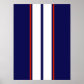 Classy Red, White, and Blue Racing Stripes Poster | Zazzle